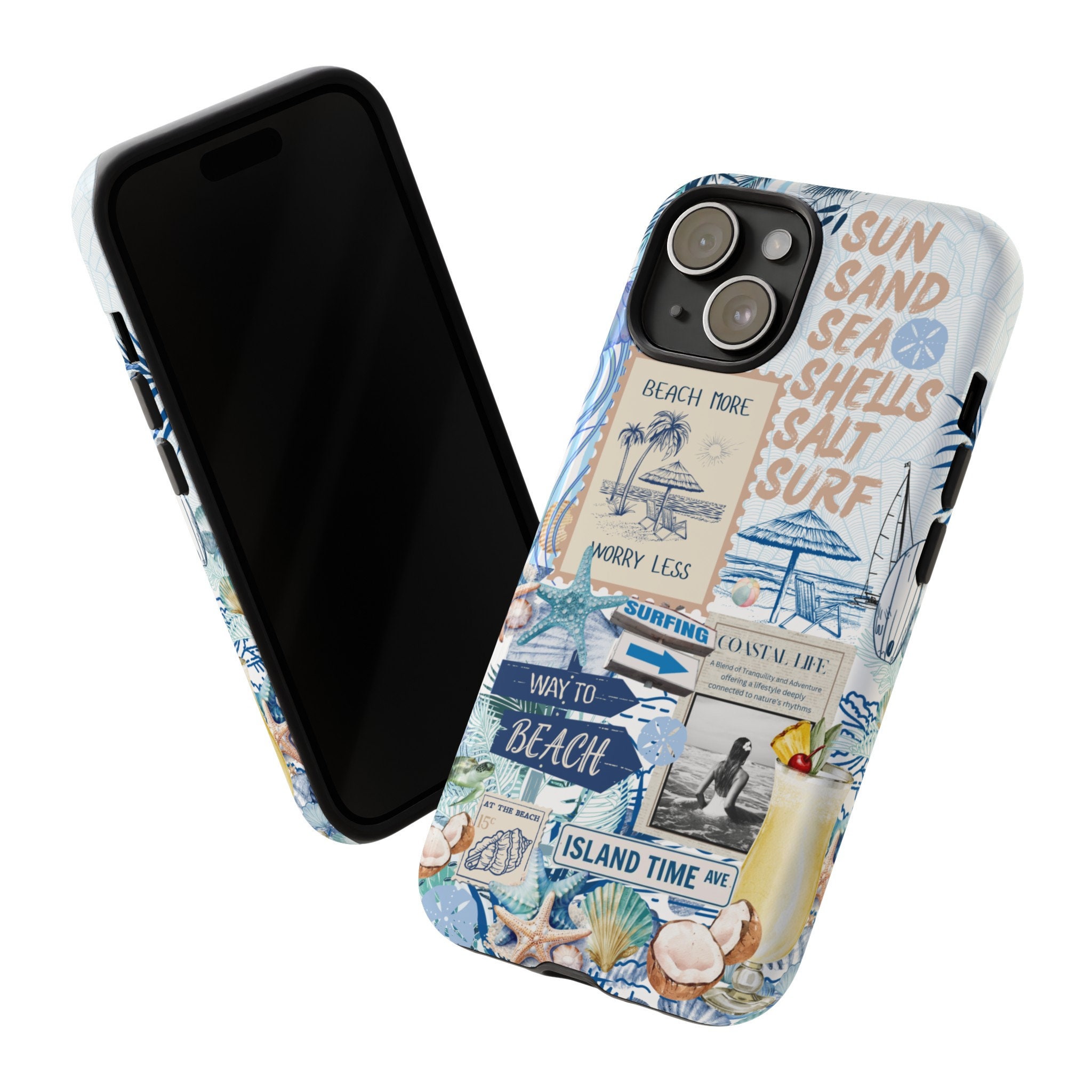 Summer Beach Phone Case, Seashell Tropical Collage Inspired Cover ...