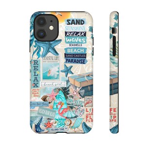 Coconut Girl Summer Phone Case | Coastal Beach Collage Case | Blue ...