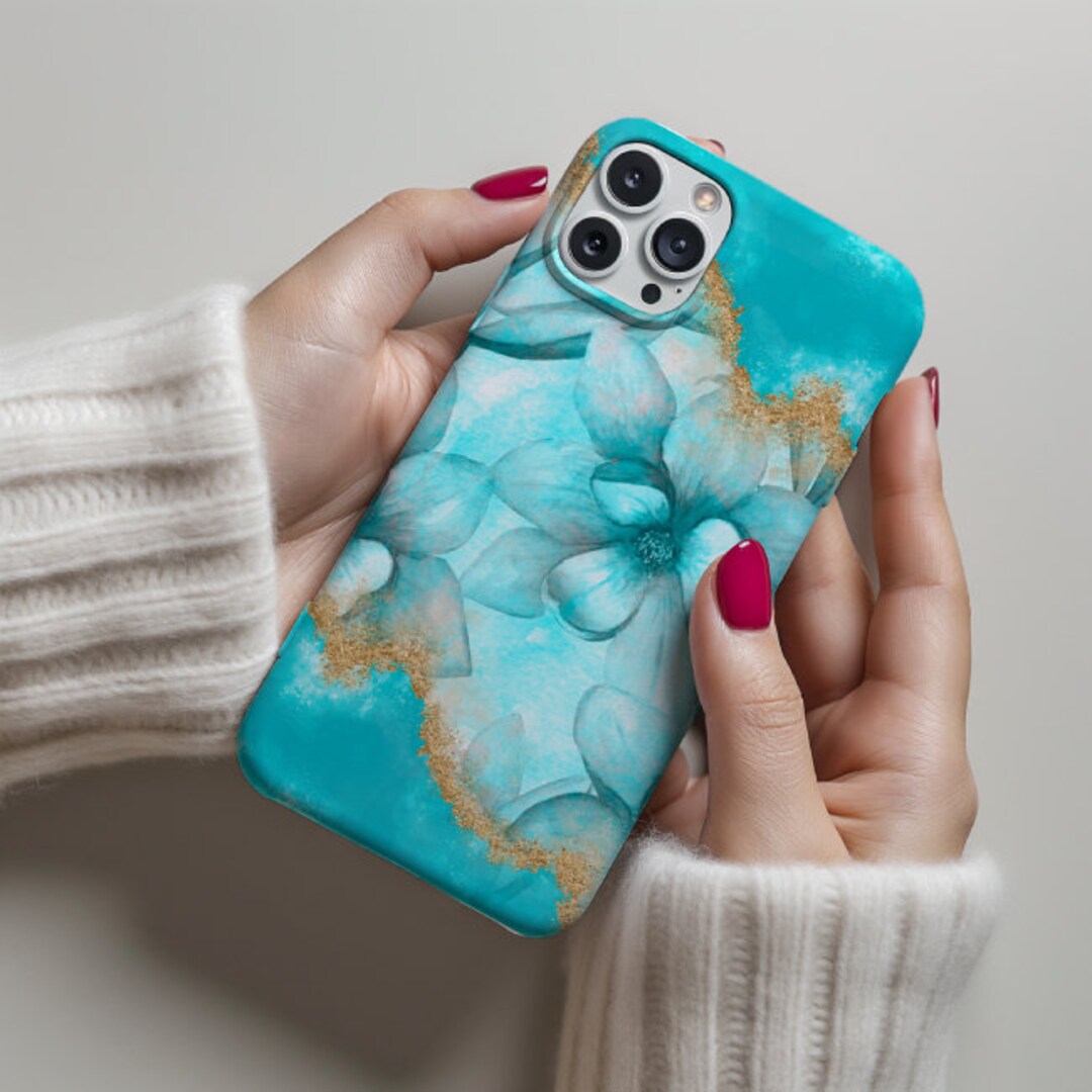 Aesthetic Western Design Blue Turquoise Tough Phone Case for iPhone 15 ...