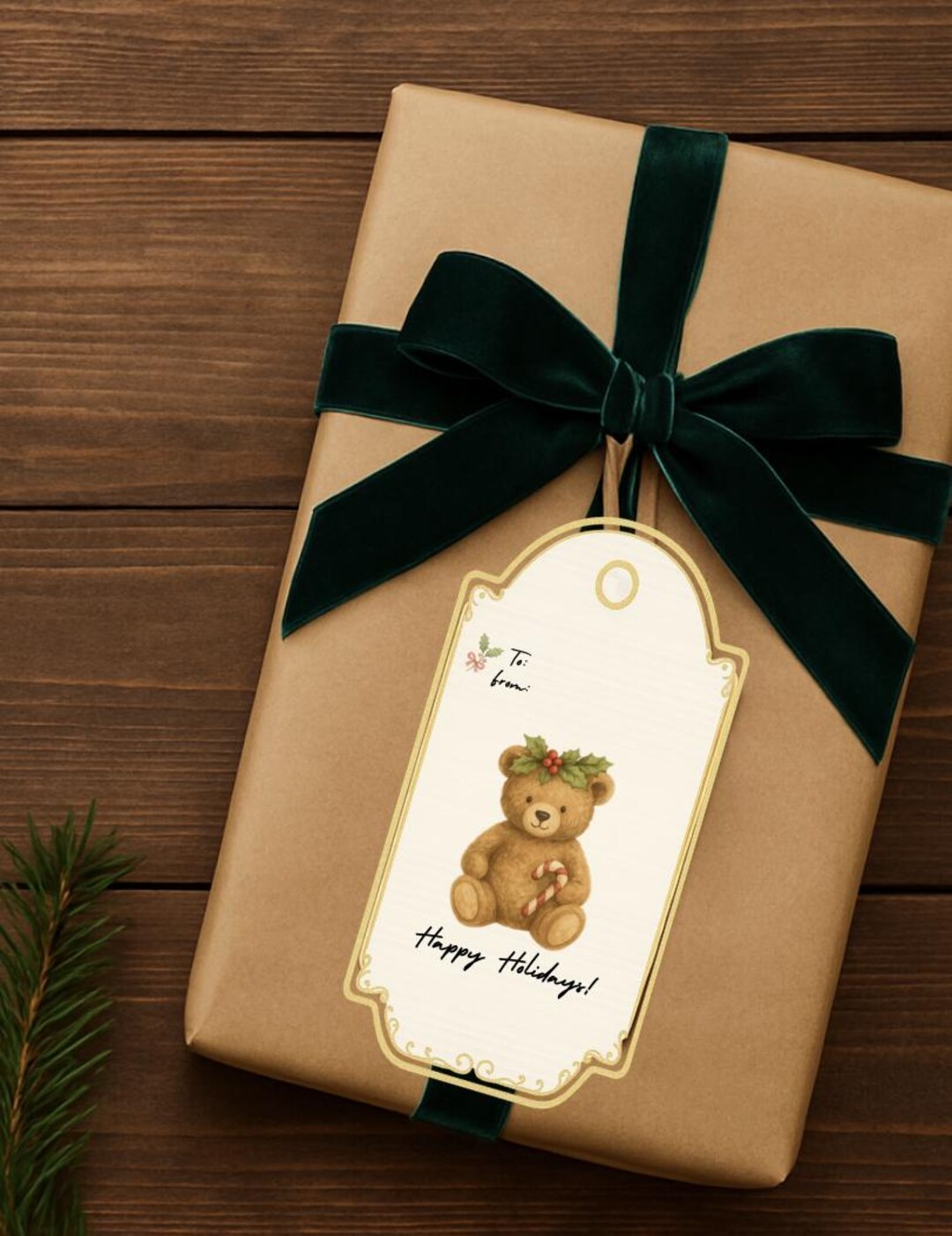 Vintage Christmas Bear Gift Tags – Neutral Printable Holiday Labels ...