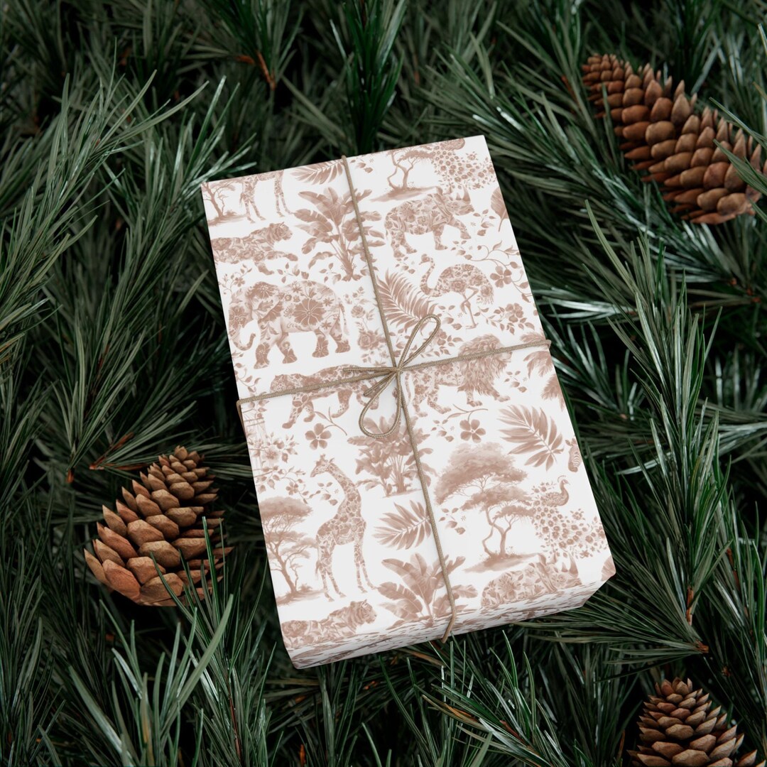 Safari Toile De Jouy Wrapping Paper, French Provincial Christmas Gift ...
