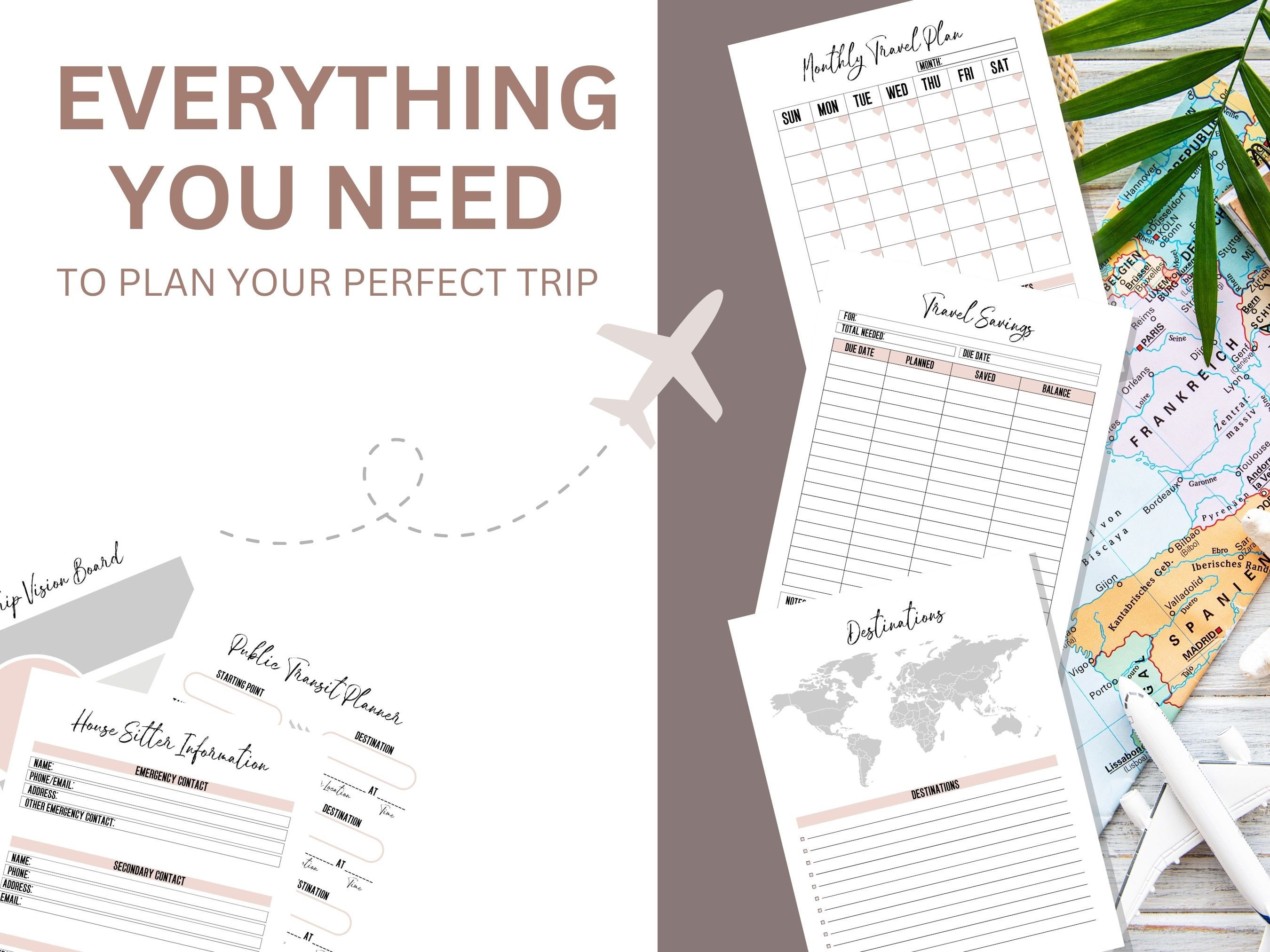 40 Page Travel Planner Printable, Trip Planner, Vacation Organizer ...