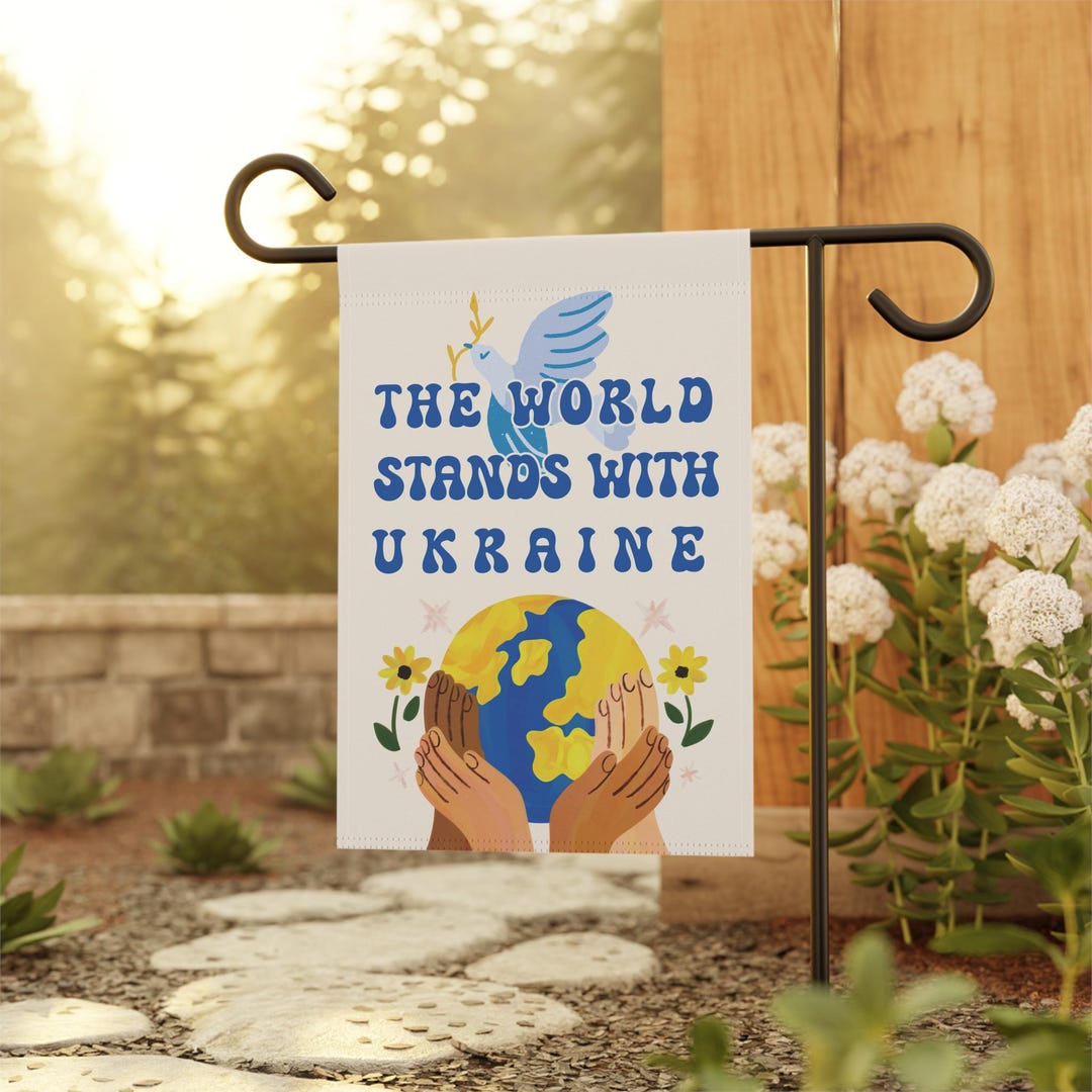 We Stand With Ukraine Garden Flag, Ukrainian Support Yard Sign, Peace ...