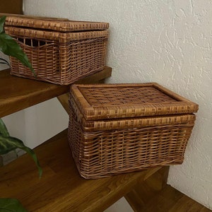 Small Wicker Organizer, Wicker Storage Bins, Boho Furniture, Wicker ...