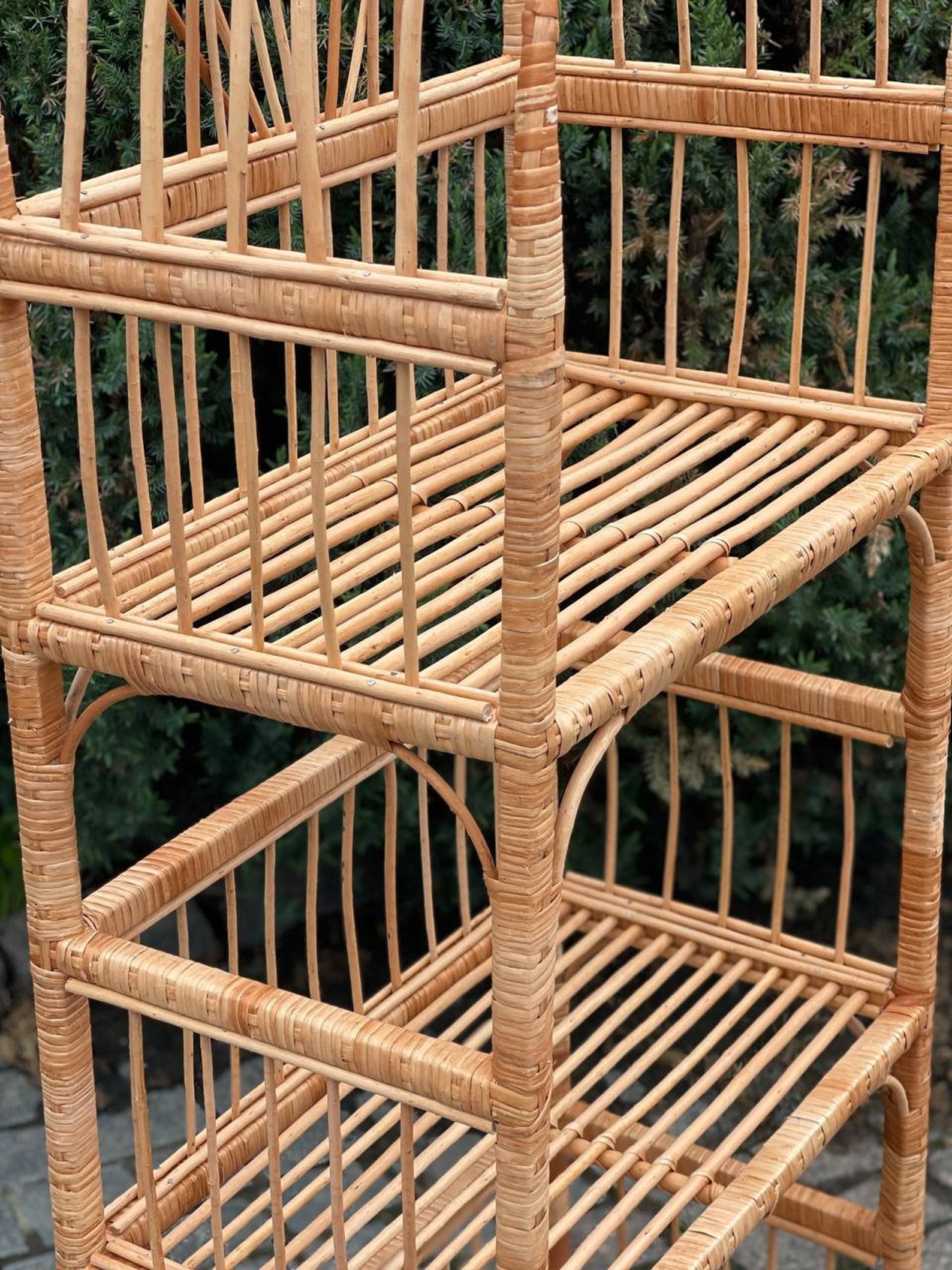 Shelving Unit With 3 Shelves, Rattan Wicker Shelf, Etagere, Book Shelf ...
