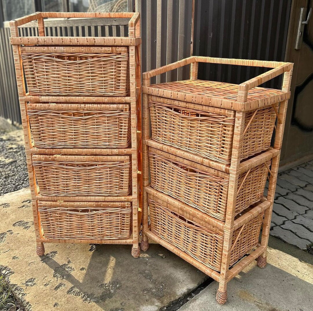 Chest of Drawers, Boho Dresser, Wicker Dresser, Wicker Chest, Rattan ...