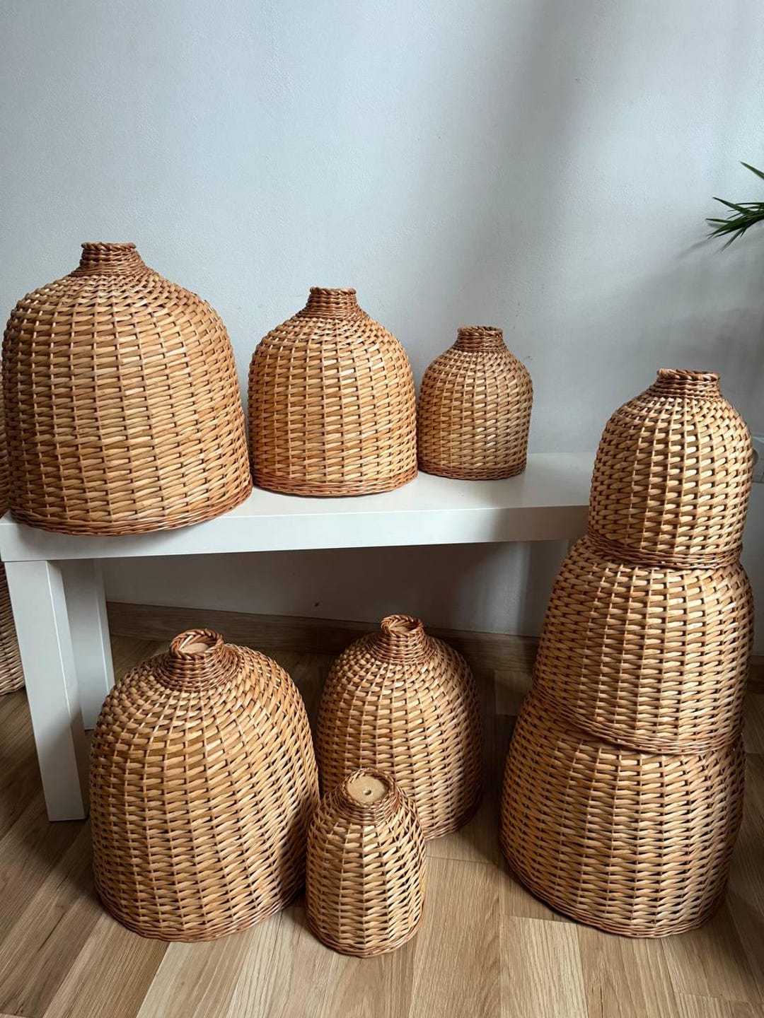 Boho Lamp Shades, Rattan Pendant Light, Woven Wicker Lampshade, Rattan ...