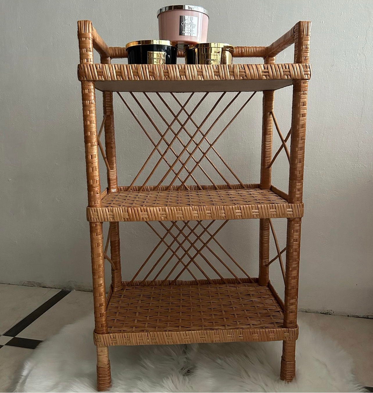 Wicker Shelf, Wicker Decor, Outdoor Furniture, Book Shelf, Wooden Plant ...