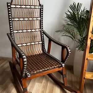 Wicker Rocking Chair Outdoor Patio Chair Gift for Dad Garden Fireplace ...
