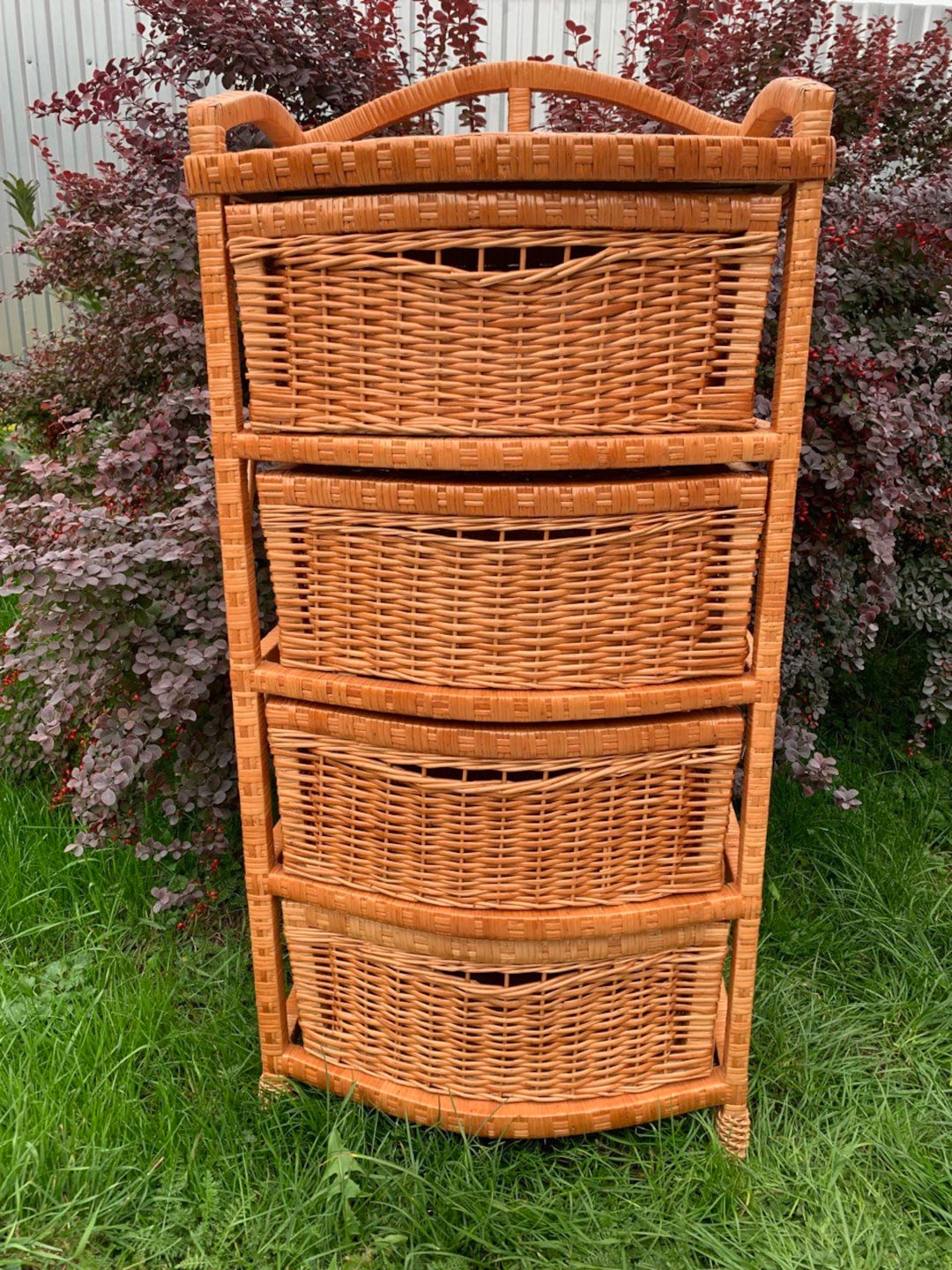 Chest of 4 Drawers, Boho Dresser, Wicker Dresser, Wicker Chest, Rattan ...