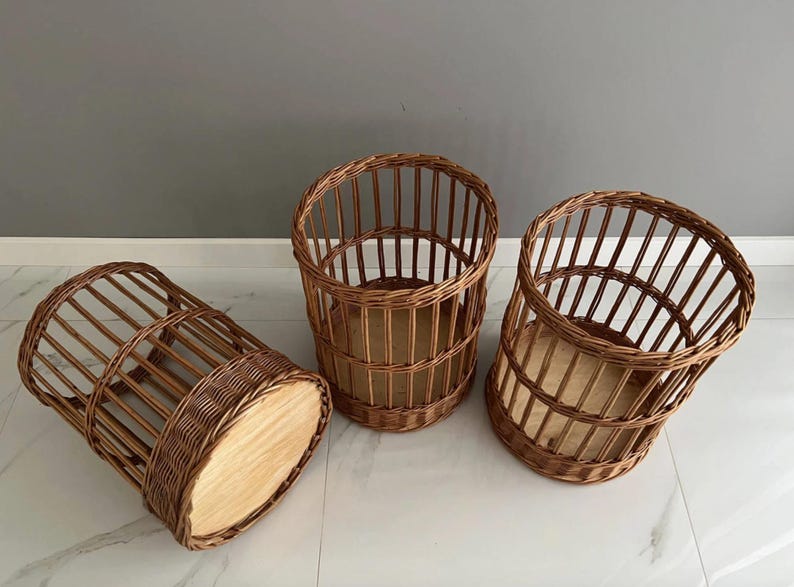 Rustic Tall Bread Display Bin Wicker Baguette Basket Bread Basket - Eco ...