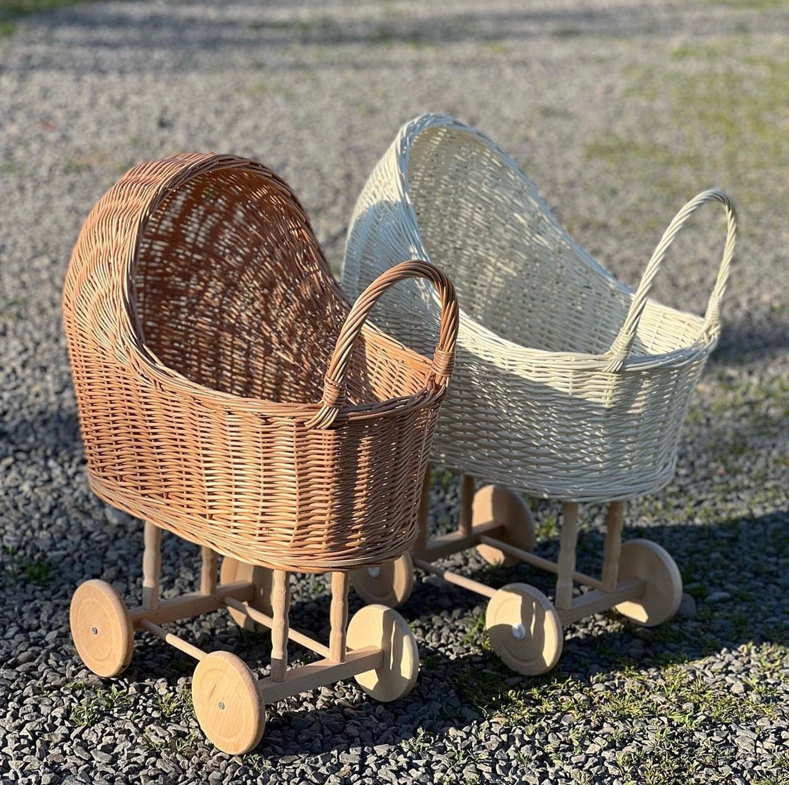 Natural Wicker Doll Pram, Baby Doll Carriage, Doll Stroller, Handmade ...