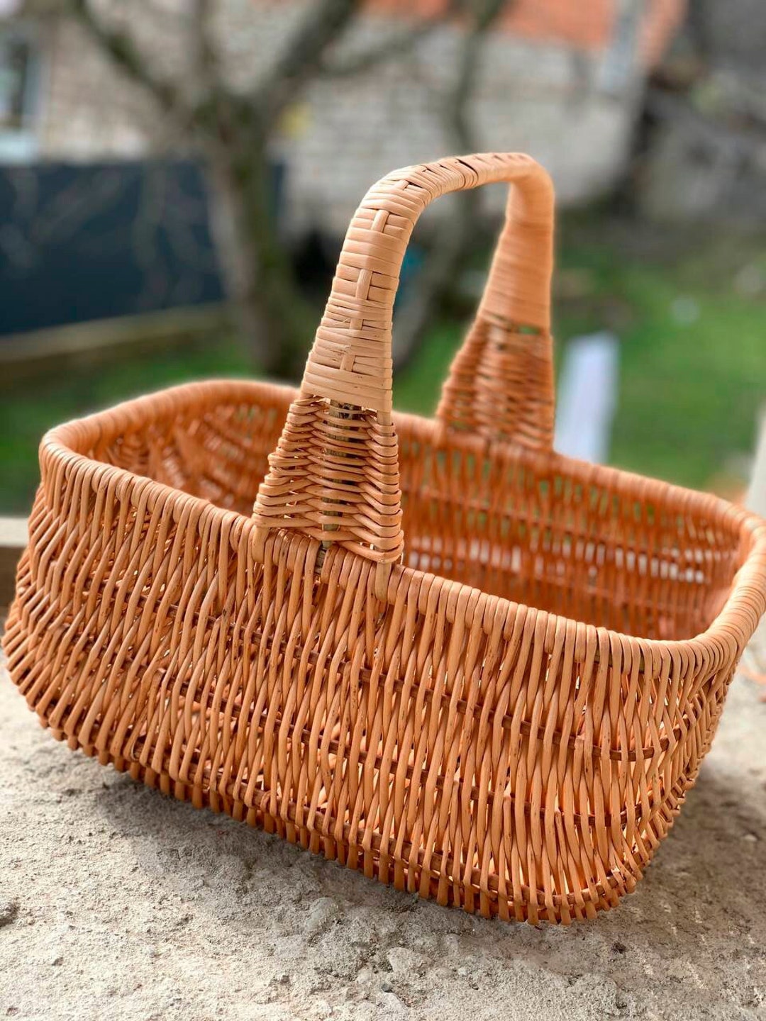 Basket With Handle, Woven Basket With Handle, Wicker Shopping Basket ...