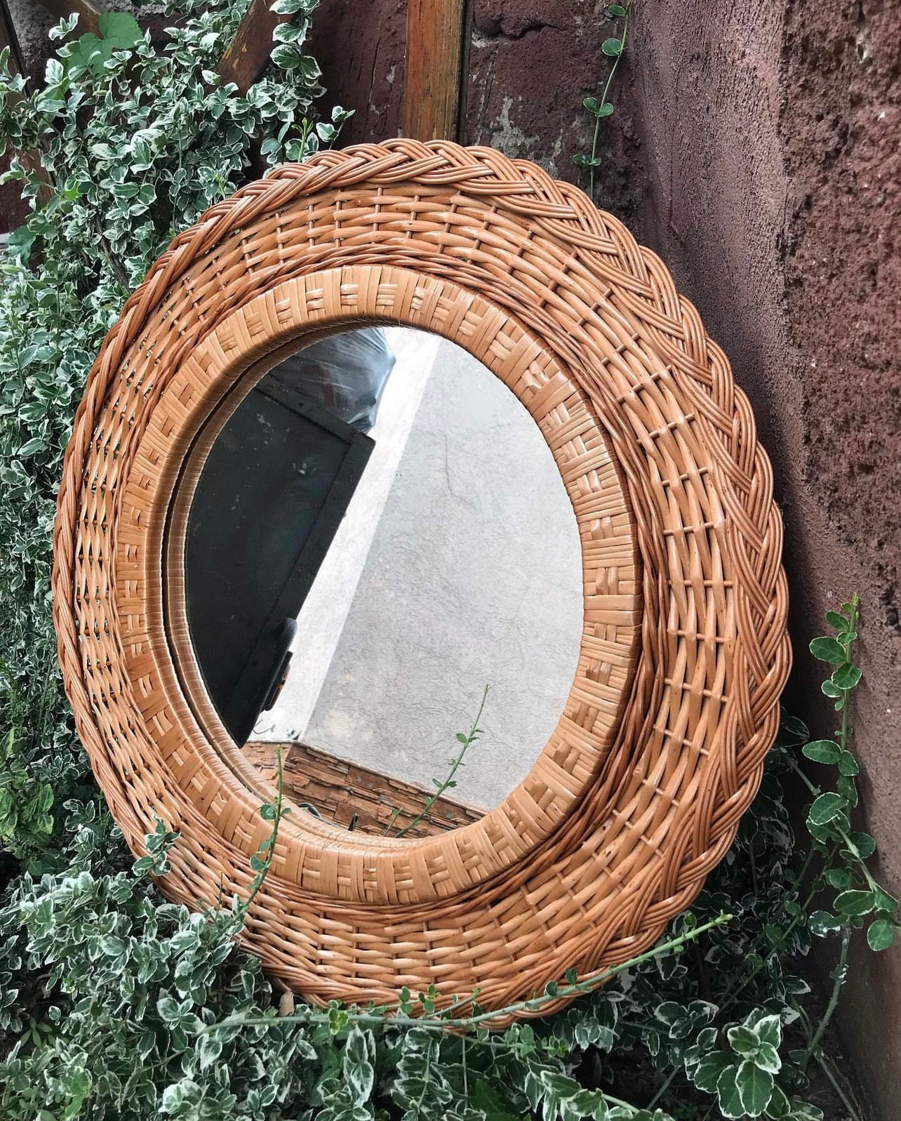 Round Mirror, Wicker Mirror, Rattan Mirror, Rattan Mirror for Wall ...