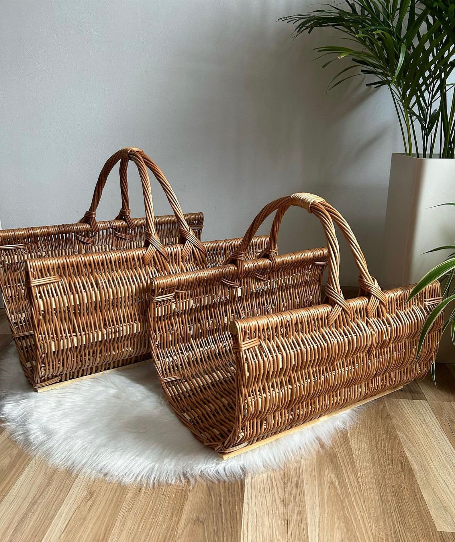 Firewood Holder, Fireplace Decor, Wicker Basket, Log Carrier, Firewood ...