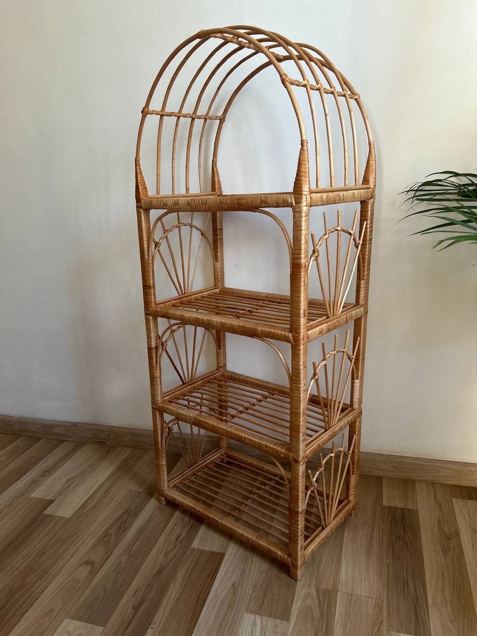 Arched Wicker Shelving Unit Rattan Shelf Arch Bookcase Boho Storage ...
