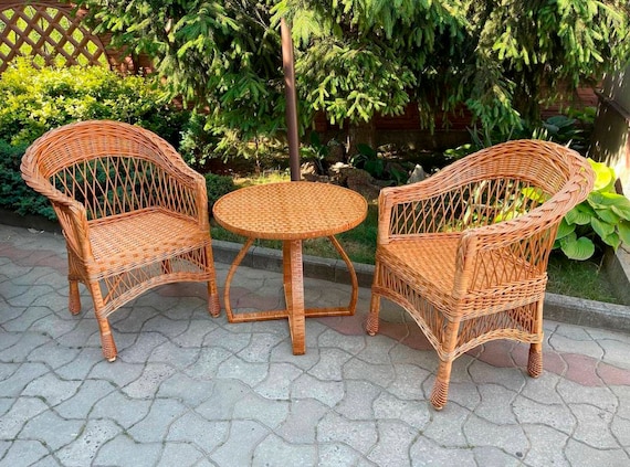 Wicker Relaxation Set Wicker Chair Outdoor Furniture Boho Furniture Garden Furniture Lounge Chair Wicker Coffee Table Handmade Etsy