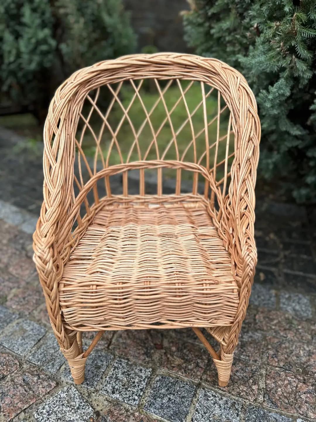 Wicker Kid's Chair Boho Сhilds Natural Wicker Chair for Kid Rattan Seat ...