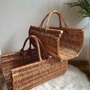 Firewood Holder, Fireplace Decor, Wicker Basket, Log Carrier, Firewood ...