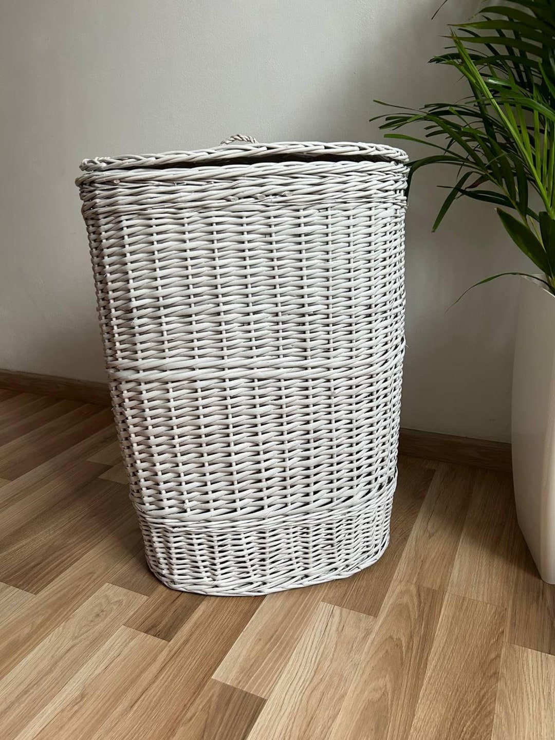 White Laundry Hamper, Large Toy Storage Basket With Lid, Organizer ...