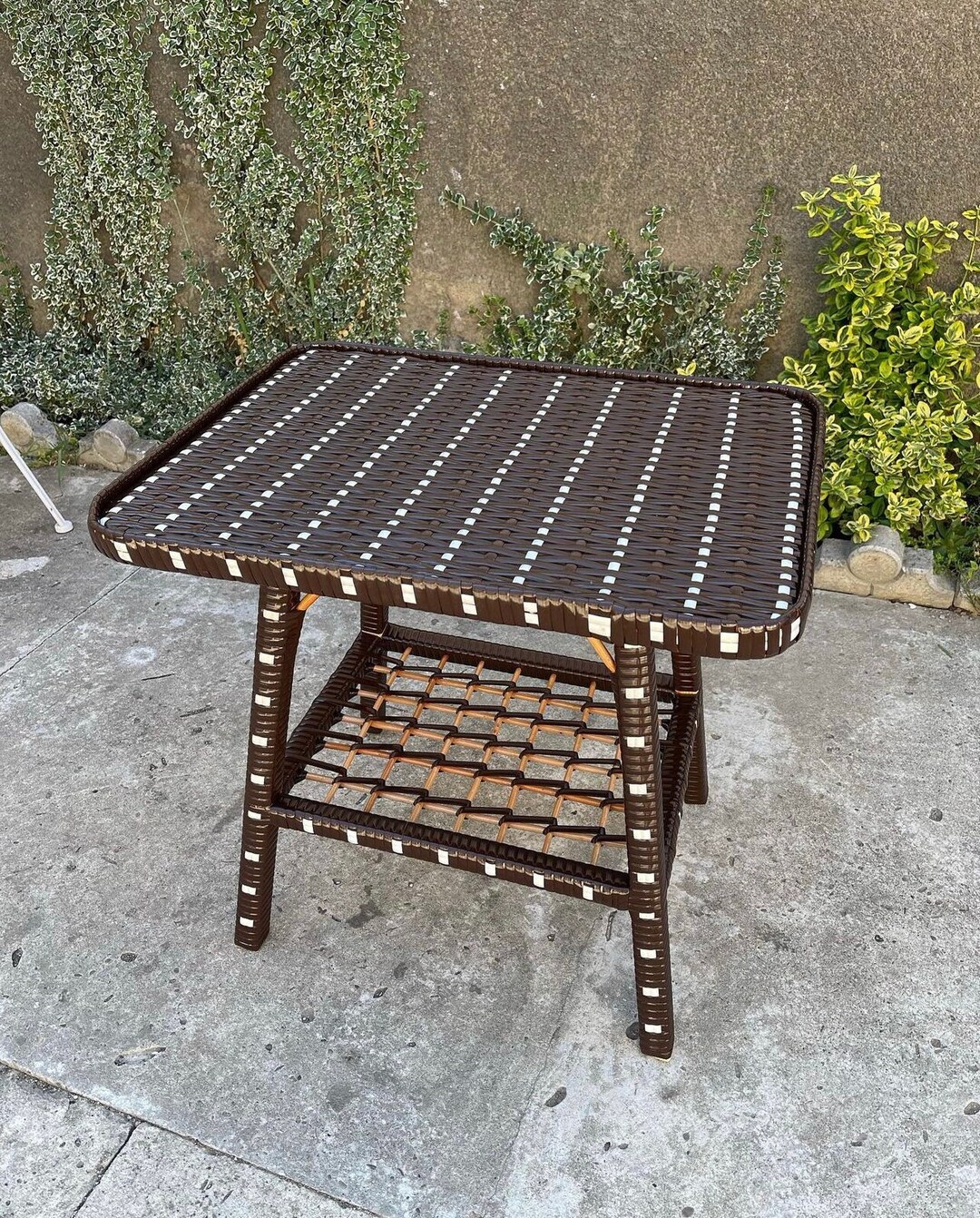Square Brown Rattan Table, Patio Furniture, Rattan Coffee Table, Wicker ...
