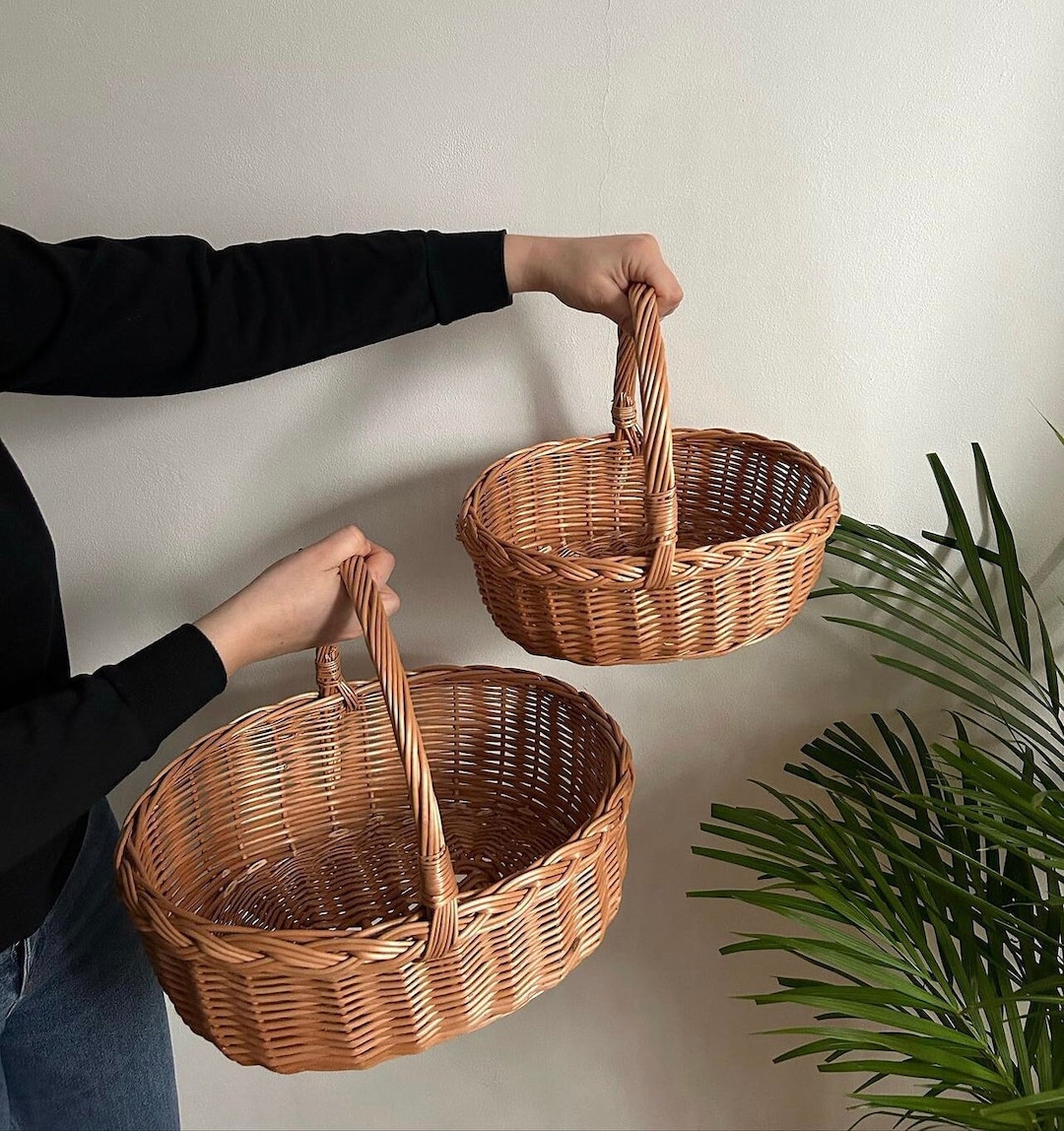 Rustic Basket, Wicker Shopping Basket, Flower Girl Basket, Picnic ...