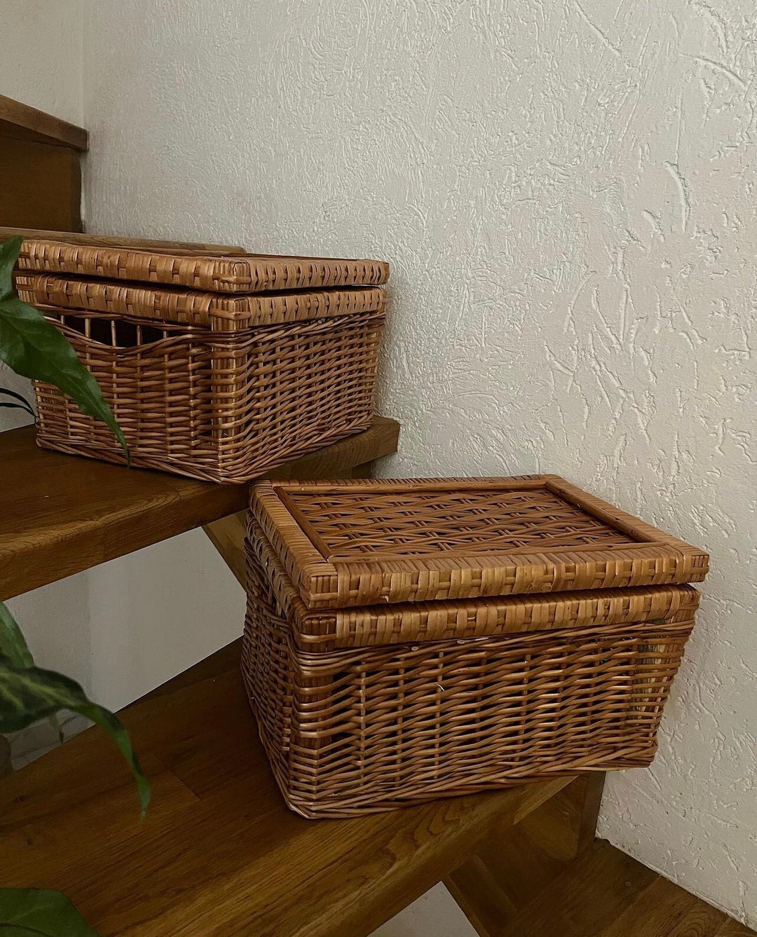 Small Wicker Organizer, Wicker Storage Bins, Boho Furniture, Wicker ...