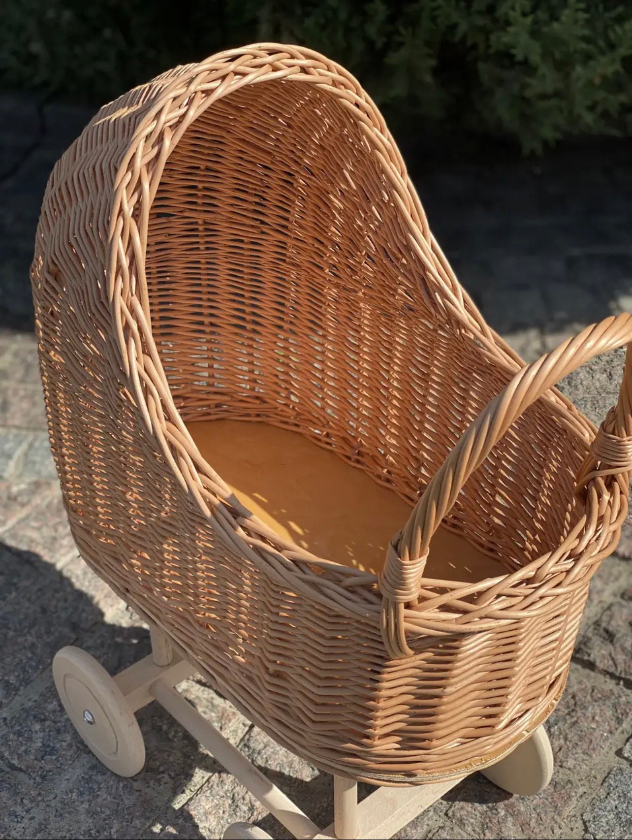 Wicker Doll Stroller Gift for Kids Wicker Baby Carriage Handmade Baby ...