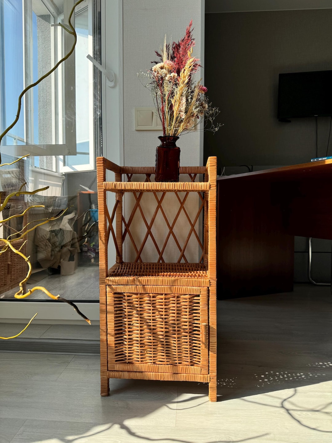 Wicker Bedside Table Handmade Rattan Nightstand Ecofriendly Side Table ...