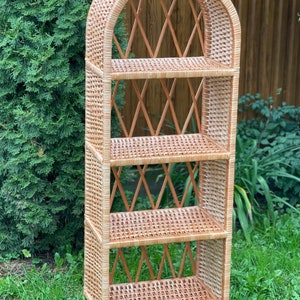 Wicker Shelving Unit Etagere Shelf,boho Furniture Decor,book Plant ...