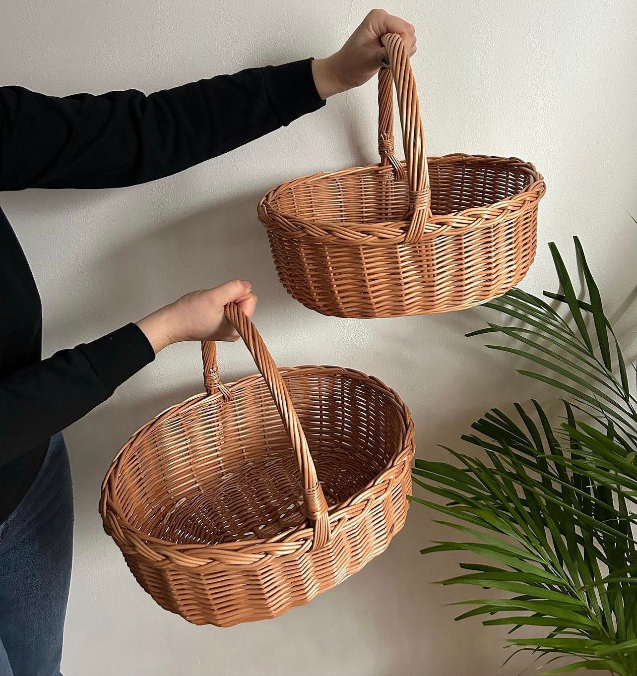 Rustic Basket, Wicker Shopping Basket, Flower Girl Basket, Picnic ...