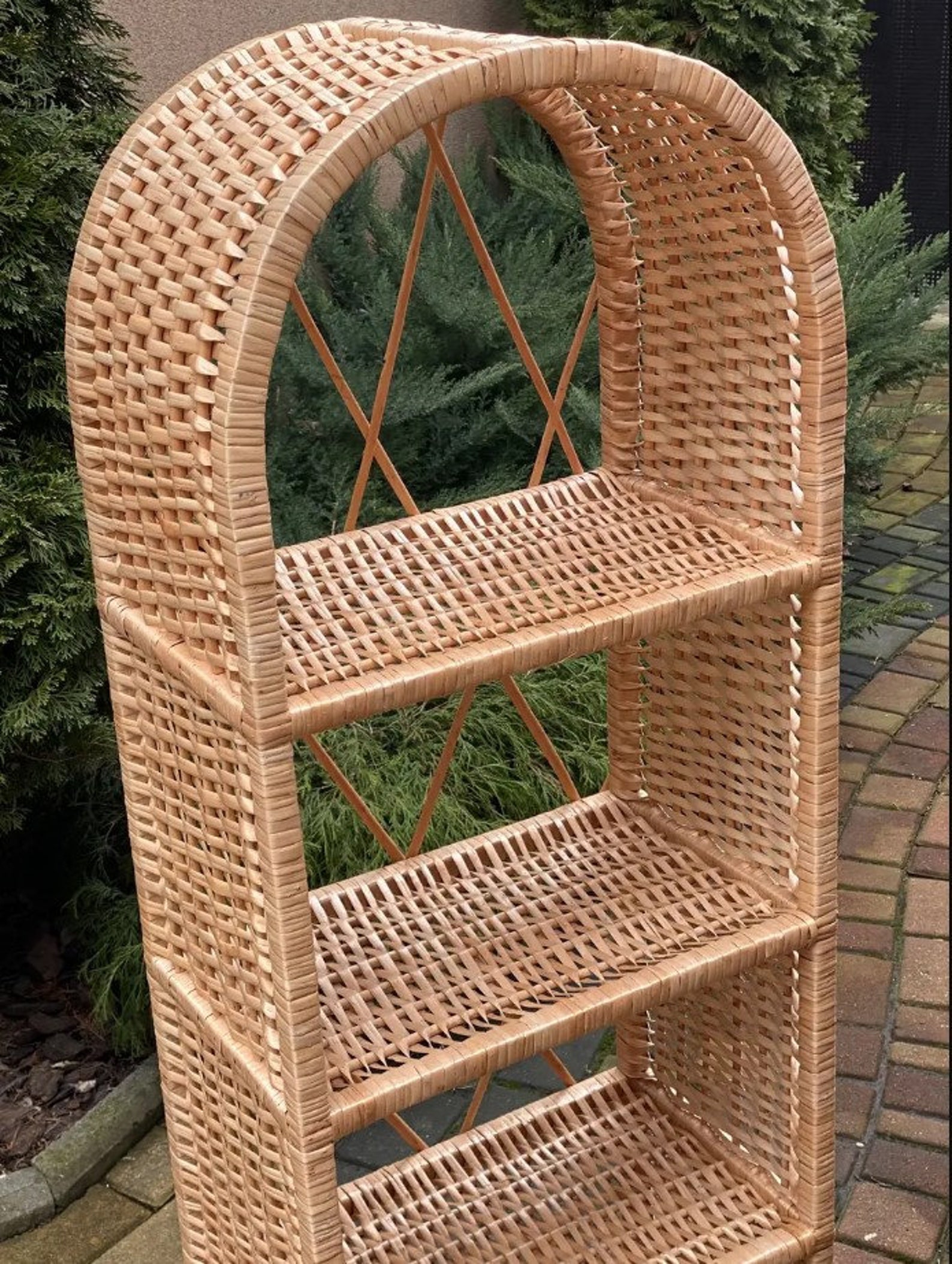 Wicker Shelving Unit Wicker Shelf Arched Bookcase Rattan Book Shelf ...