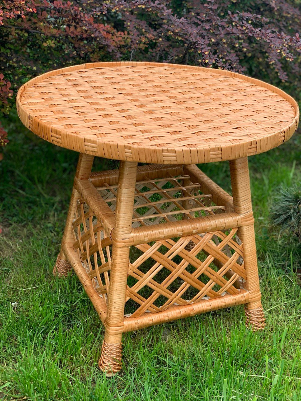 Wicker Round Table, Round Coffee Table, Patio Furniture, Wicker Coffee ...
