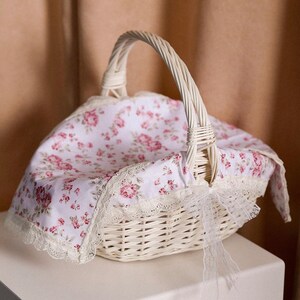 Natural Wicker Rustic Picnic Easter Basket With Handle, Lined Wedding ...