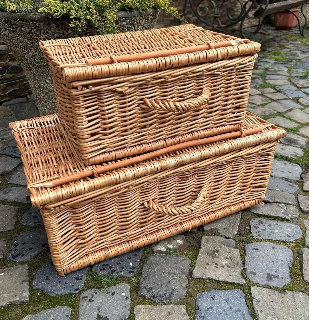 Wicker Chest Wicker Organizer Wicker Case Ecofriendly Handmade Wicker Decor Wicker Basket