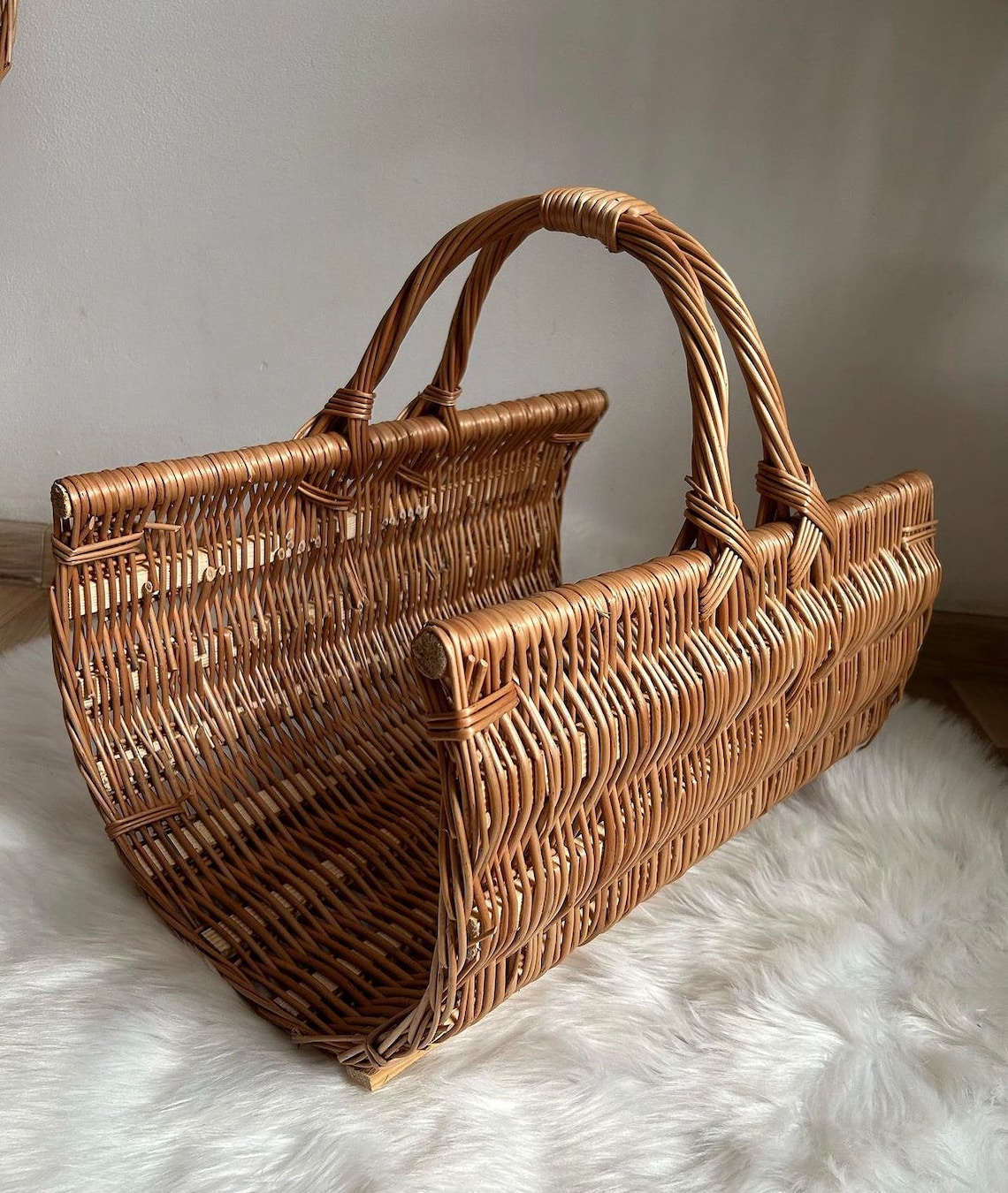 Firewood Holder, Fireplace Decor, Wicker Basket, Log Carrier, Firewood ...