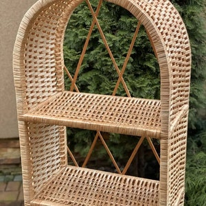 Wicker Shelving Unit Wicker Shelf Arched Bookcase Rattan Book Shelf ...