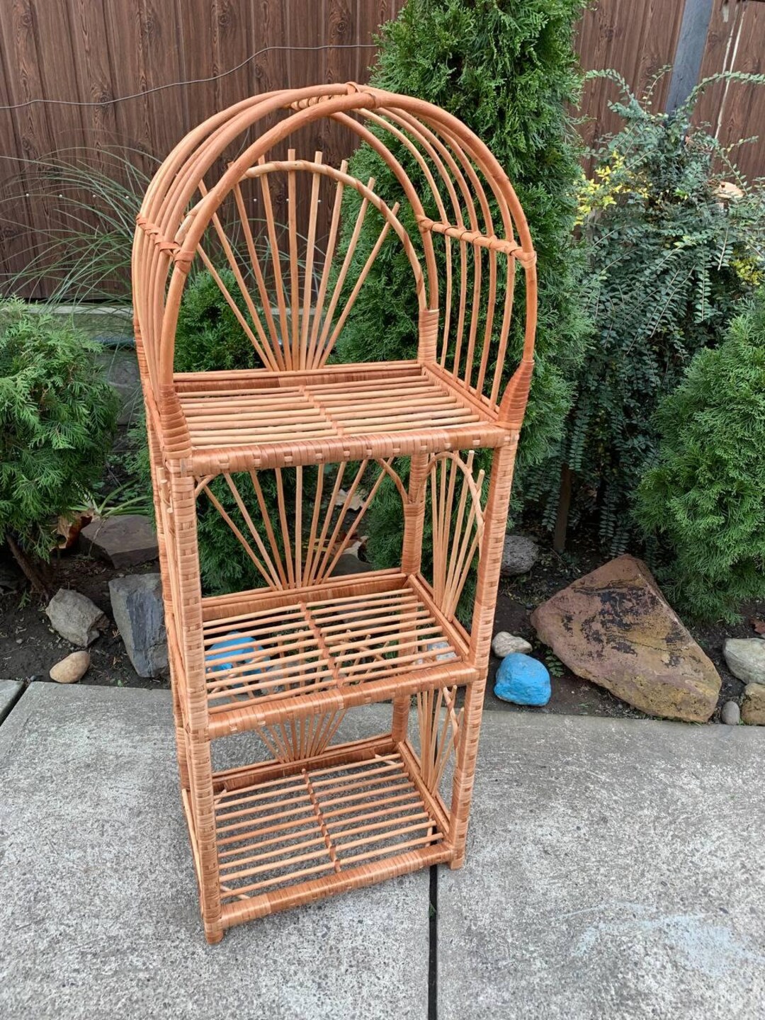 Rattan Arched Shelf Handmade Shelving Unit Ecofriendly Etagere Bathroom ...