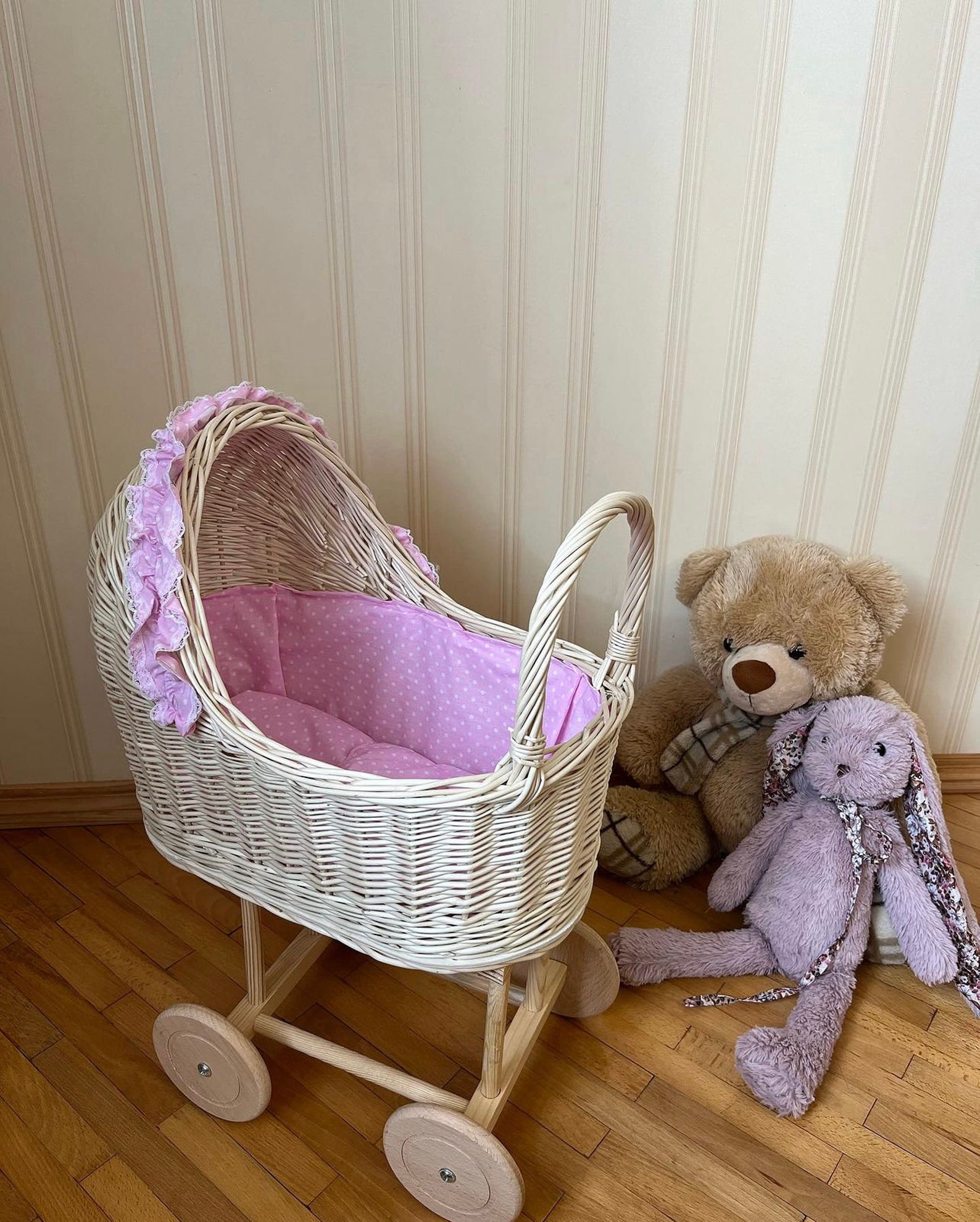 Wicker Baby Doll Carriage, Wicker Doll Pram, Baby Girl Gift, Baby ...