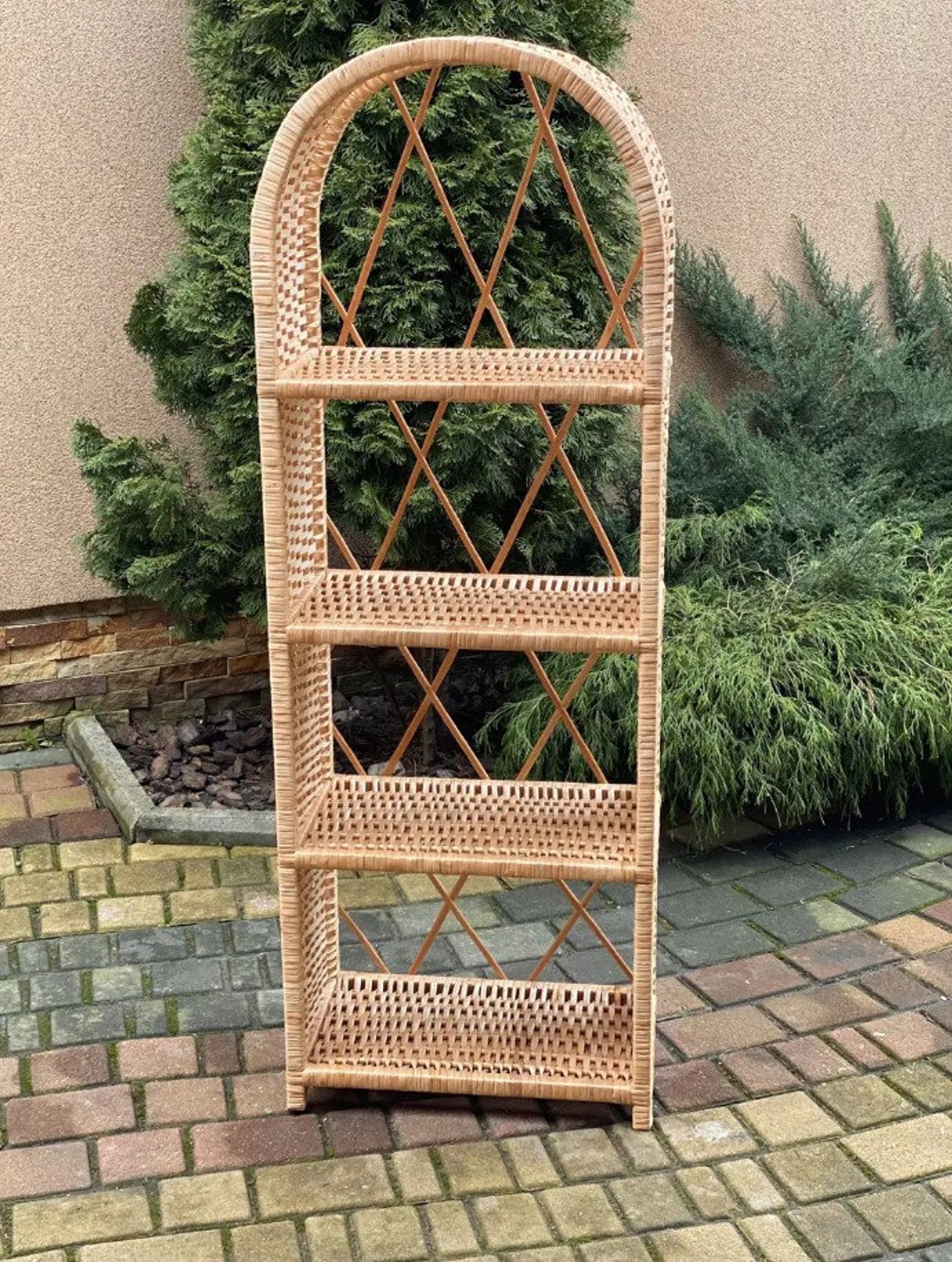 Wicker Shelving Unit Wicker Shelf Arched Bookcase Rattan Book Shelf ...