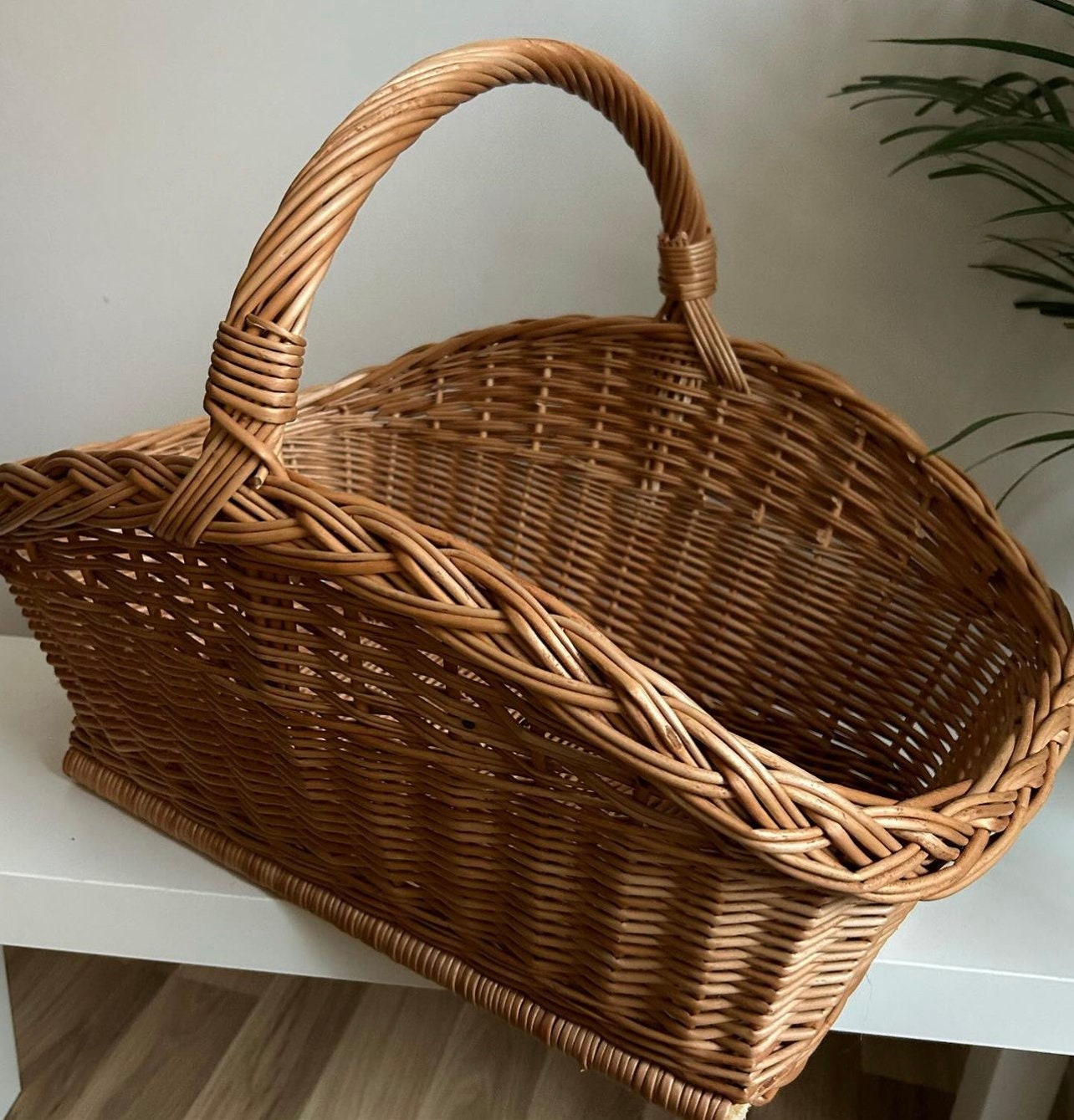 Wicker Basket, Picnic Basket, Firewood Holder, Rustic Basket, Log ...