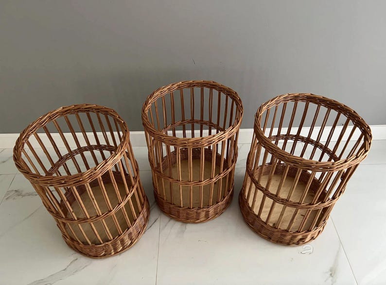 Rustic Tall Bread Display Bin Wicker Baguette Basket Bread Basket - Eco ...