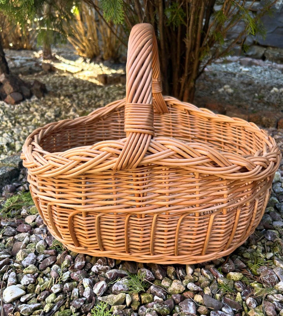 Picnic Wicker Basket Easter Straw Basket Grocery Basket Rustic Willow ...