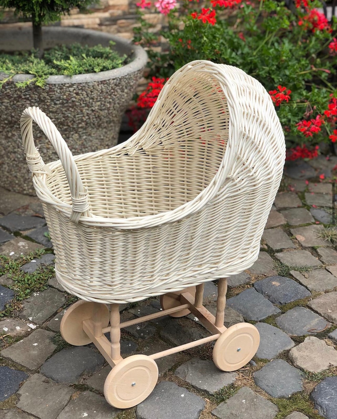 Natural Wicker Doll Pram, Baby Doll Carriage, Doll Stroller, Handmade ...