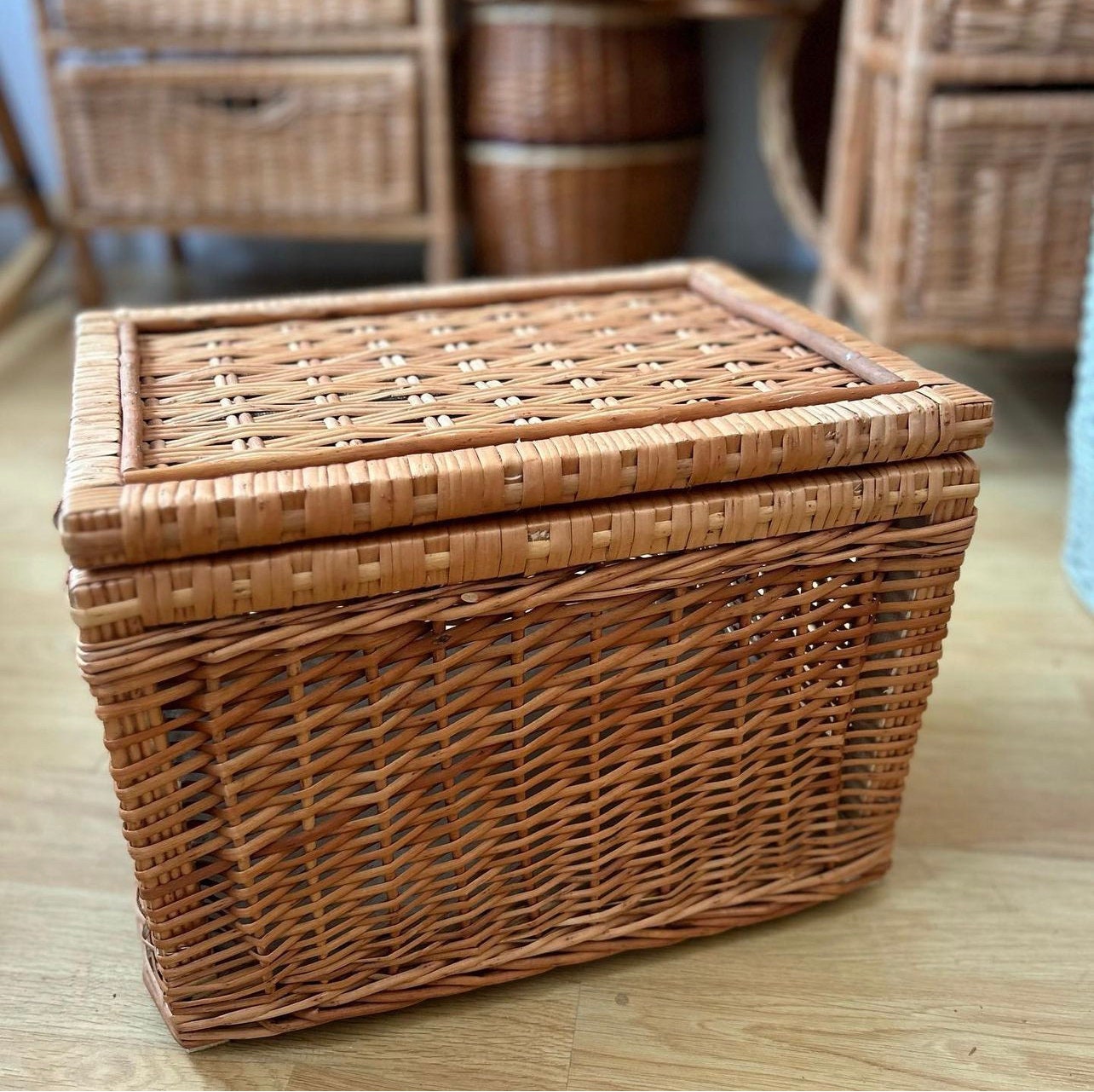Wicker Organizer, Wicker Storage Bins, Boho Furniture, Wicker Basket ...