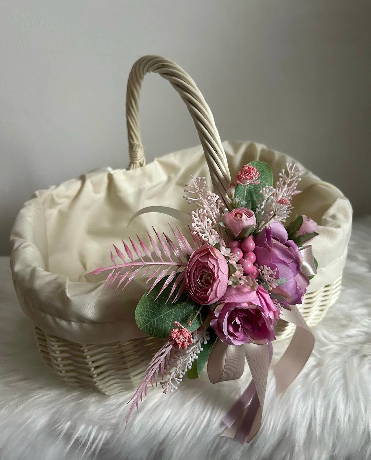 Handmade Wicker Easter Basket, Flower Girl Basket, Bridesmaid Basket, Wedding Basket, Wedding ...