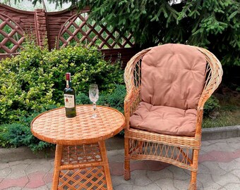 Wicker furniture set Table Chair wicker coffee table patio furniture set outdoor lounge chair boho furniture handmade ecofriendly
