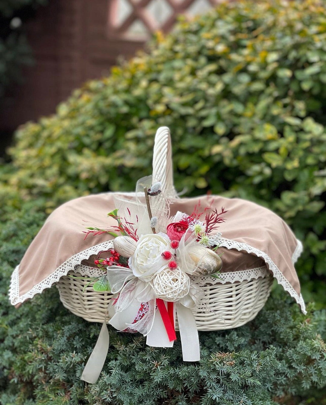 Wicker Easter Basket With Liner Natural Woven Basket Picnic Wedding ...