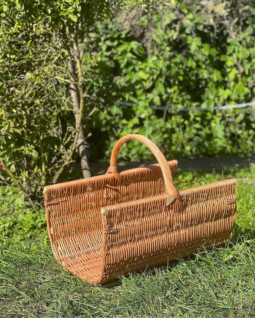Natural Wicker Log Carrier Basket, Firewood Holder Fireplace Decor ...