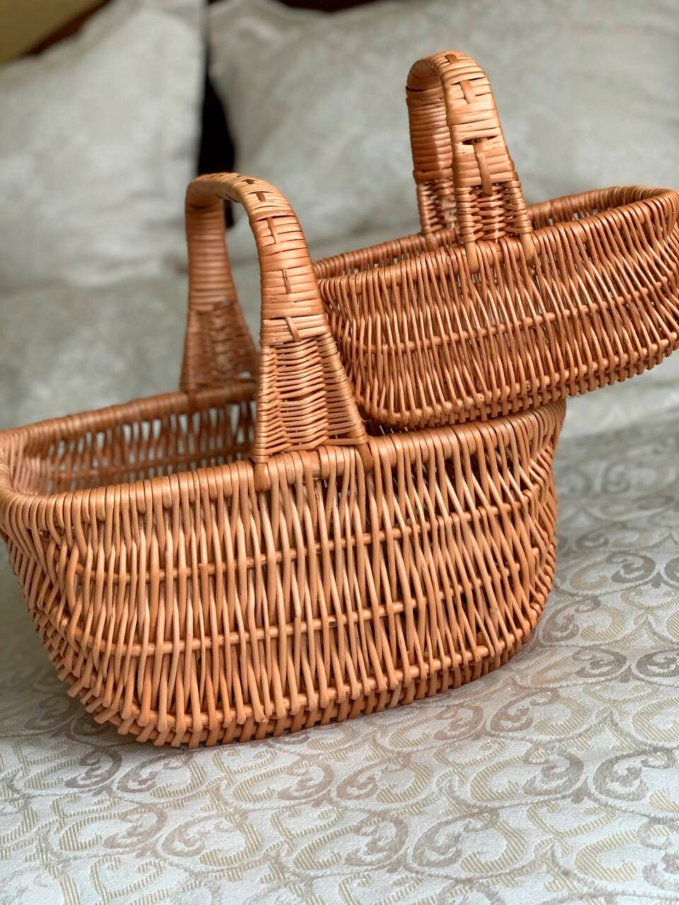 Basket With Handle, Woven Basket With Handle, Wicker Shopping Basket ...